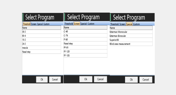 Inspection Categories 200ms Visual Field Analyzers International ...