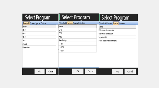Static Automated Perimetry Machine With Abundant Inspection Modes
